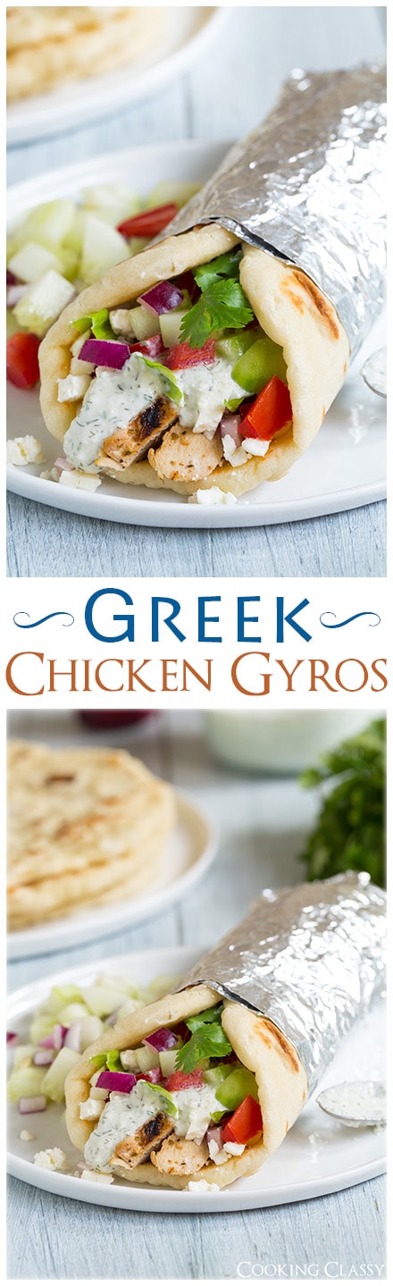 Chicken Gyros and Pita (with Tzatziki Sauce) - Cooking Classy