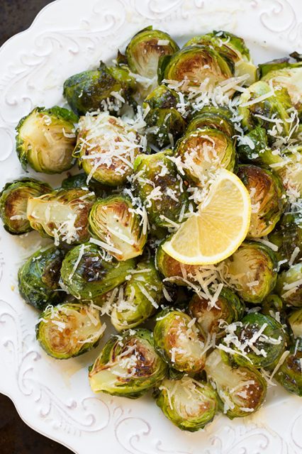 Garlic Lemon and Parmesan Roasted Brussels Sprouts - Cooking Classy