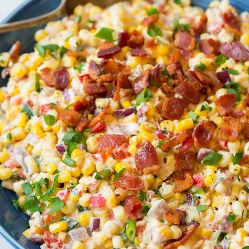 Creamy Confetti Corn with Bacon - Cooking Classy