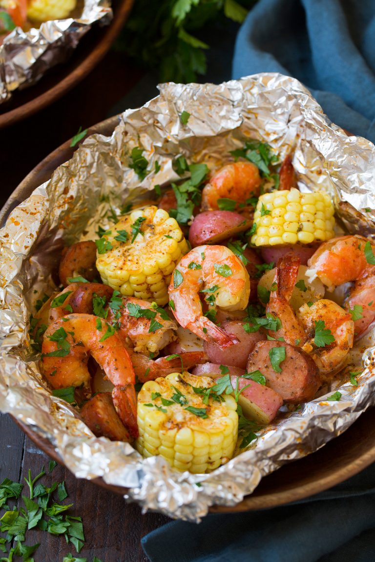 Grilled Shrimp Foil Packets - Cooking Classy