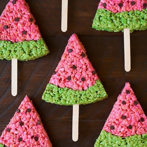Watermelon Rice Krispie Treats - Cooking Classy