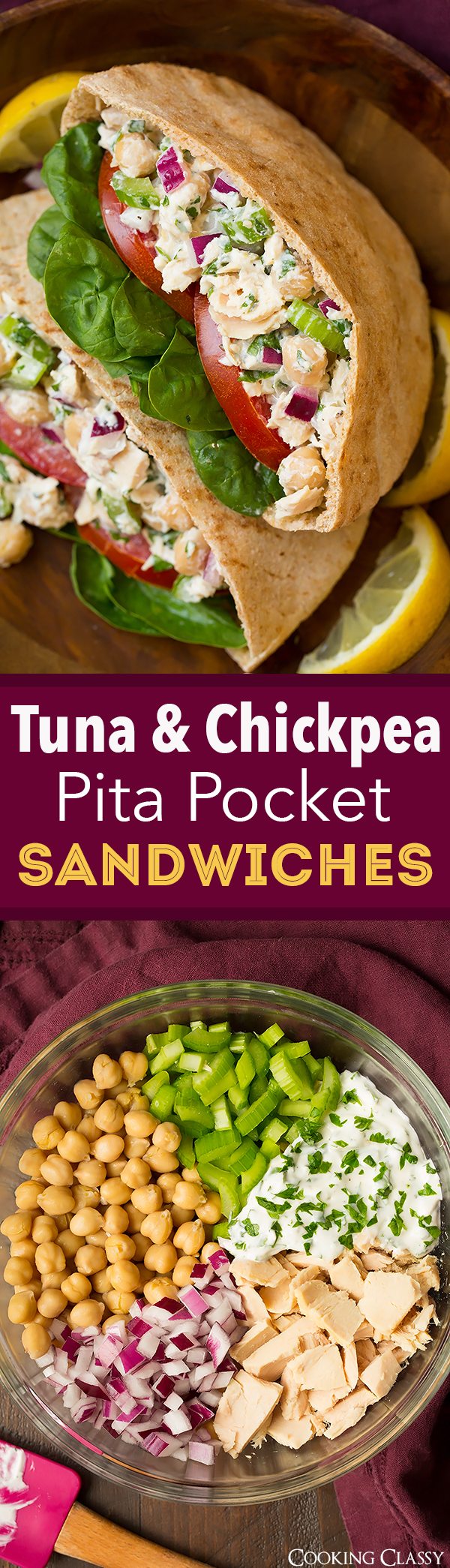Tuna and Chickpea Pita Pocket Sandwiches - Cooking Classy