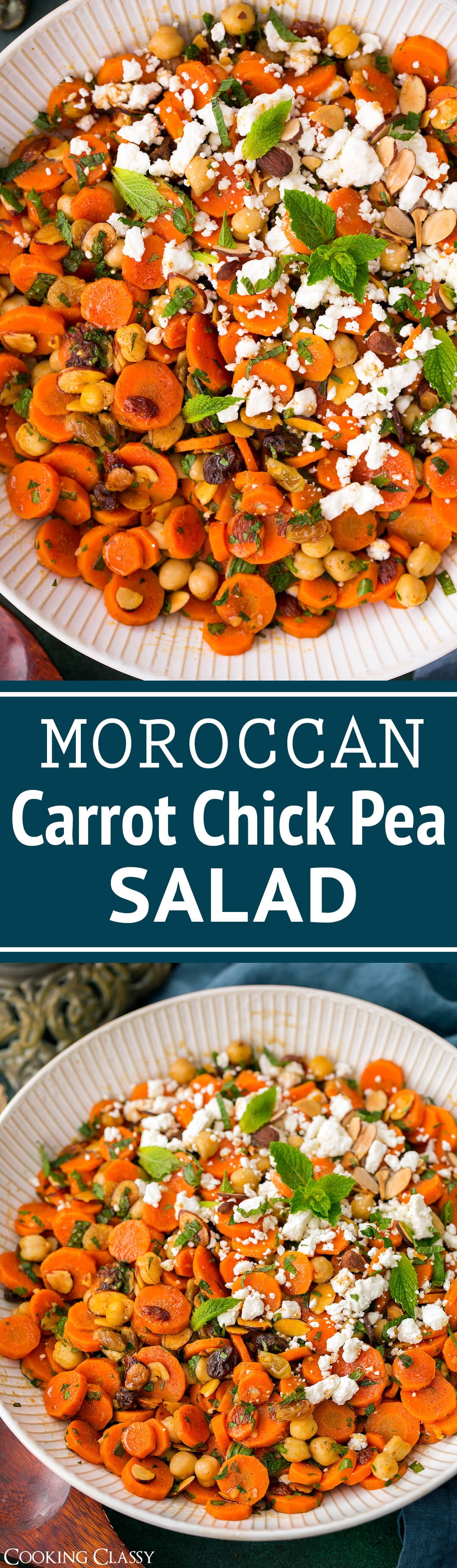 Carrot Salad with Chick Peas Almonds and Feta - Cooking Classy