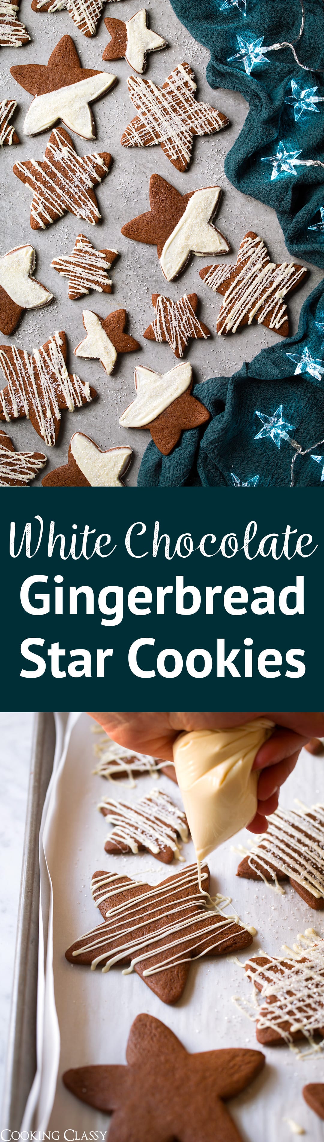 White Chocolate Gingerbread Star Cookies - Cooking Classy