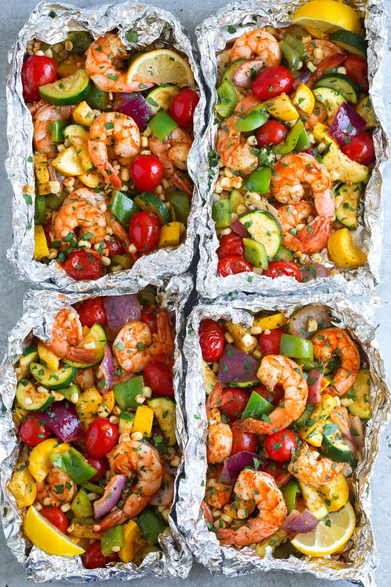 Shrimp Foil Packs with Summer Veggies - Cooking Classy
