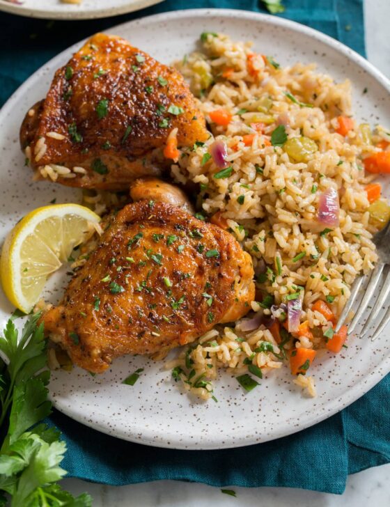 Braised Chicken Thighs {with Vegetables} - Cooking Classy