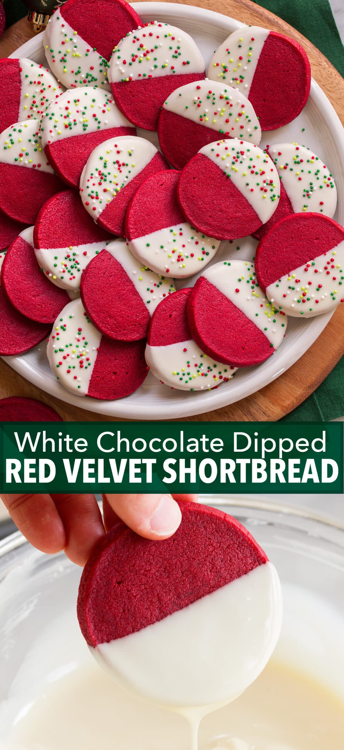 Red Velvet Shortbread Cookies {Dipped in White Chocolate} - Cooking Classy
